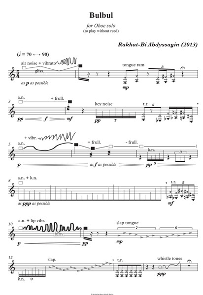 Bulbul für Oboe solo (2013) - AMA Verlag